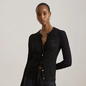 Ralph Lauren Cable-knit Cotton-blend Cardigan - Black