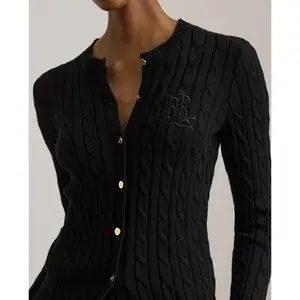 Ralph Lauren Cable-knit Cotton-blend Cardigan - Black