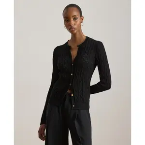 Ralph Lauren Cable-knit Cotton-blend Cardigan - Black