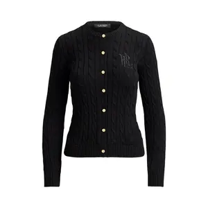 Ralph Lauren Cable-knit Cotton-blend Cardigan - Black