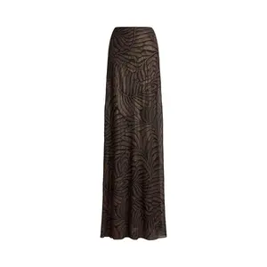 Ralph Lauren Masina Foiled Crinkle Chiffon Skirt - Espresso Multi