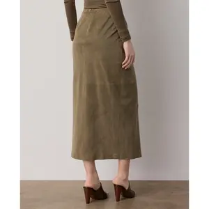 Ralph Lauren Teegan Twist-front Lamb-suede Skirt