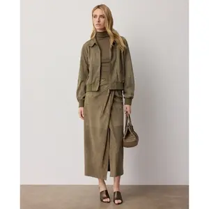 Ralph Lauren Teegan Twist-front Lamb-suede Skirt