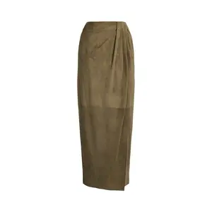 Ralph Lauren Teegan Twist-front Lamb-suede Skirt