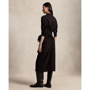 Ralph Lauren Printed Crepe Tie-waist Shirtdress - Multi Dot Black Red