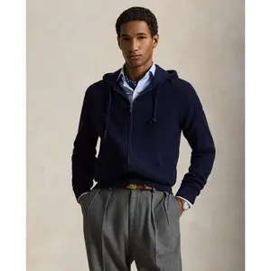 Ralph Lauren Waffle-knit Wool-cotton Hooded Sweater - Hunter Navy