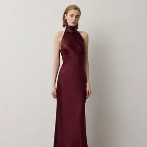 Ralph Lauren Chilton Satin Evening Dress - Carmine