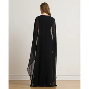 Ralph Lauren Cape Georgette Gown - Black