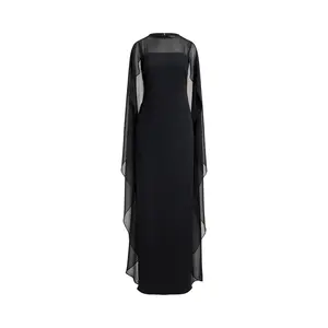 Ralph Lauren Cape Georgette Gown - Black