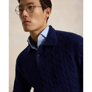 Ralph Lauren Cable-knit Cashmere Polo-collar Sweater