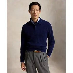 Ralph Lauren Cable-knit Cashmere Polo-collar Sweater