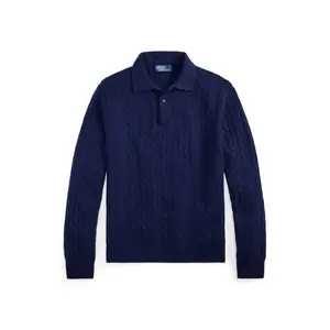 Ralph Lauren Cable-knit Cashmere Polo-collar Sweater
