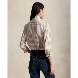 Ralph Lauren Slim Fit Striped Cotton Tie-neck Shirt