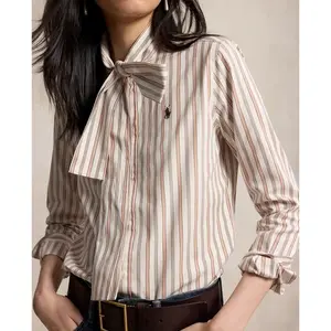 Ralph Lauren Slim Fit Striped Cotton Tie-neck Shirt