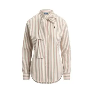 Ralph Lauren Slim Fit Striped Cotton Tie-neck Shirt
