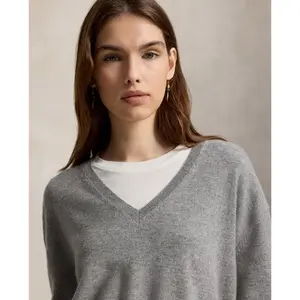 Ralph Lauren Cashmere V-neck Sweater - Gray Heather