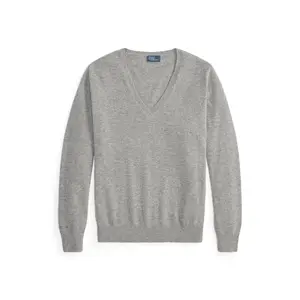 Ralph Lauren Cashmere V-neck Sweater - Gray Heather