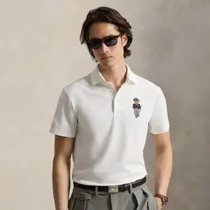 Ralph Lauren Tailored Fit Polo Bear Performance Polo Ceramic White
