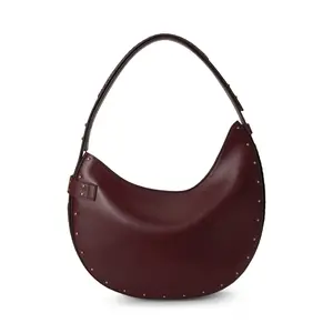 Ralph Lauren Large Tasha Shoulder Bag With Stud Embellishments - Dark Garnet