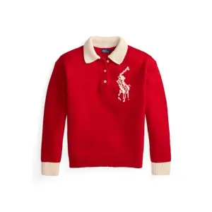 Ralph Lauren Big Pony Wool Rugby Sweater - Rl Red/cream