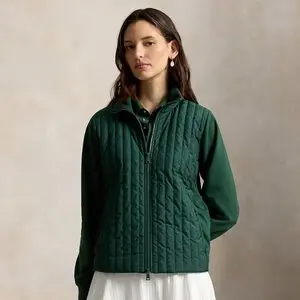 Ralph Lauren Quilted Mockneck Full-zip Cropped Jacket - Northwest Pine