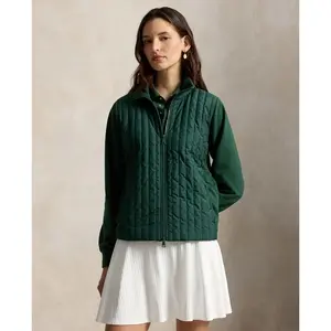 Ralph Lauren Quilted Mockneck Full-zip Cropped Jacket - Northwest Pine