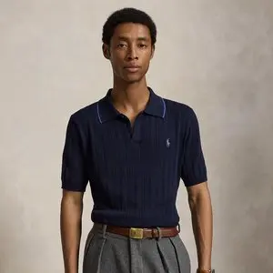 Ralph Lauren Textured Cotton Polo-collar Sweater - Hunter Navy