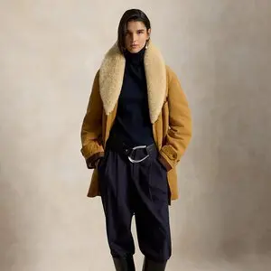Ralph Lauren Shearling-trim Canvas Ranch Coat - Khaki