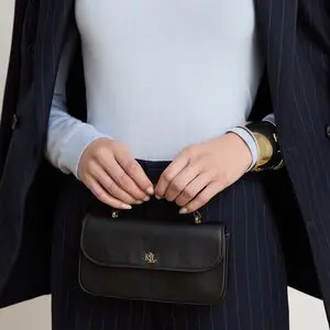 Ralph Lauren Leather Marcy Crossbody Wallet - Black