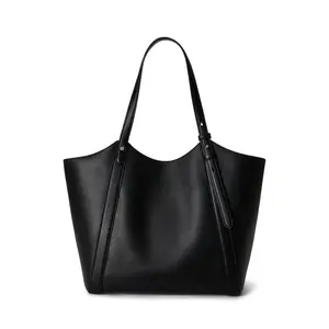 Ralph Lauren Nappa Leather Large Tasha Tote Bag - Black