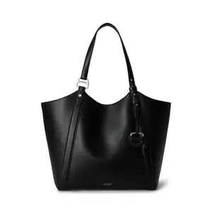 Ralph Lauren Nappa Leather Large Tasha Tote Bag - Black