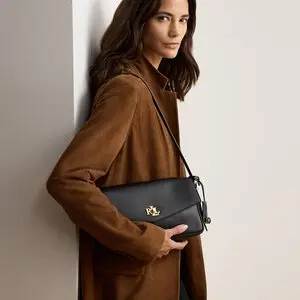 Ralph Lauren Nappa Leather Medium Farrah Shoulder Bag - Black