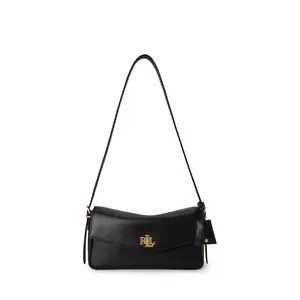 Ralph Lauren Nappa Leather Medium Farrah Shoulder Bag - Black