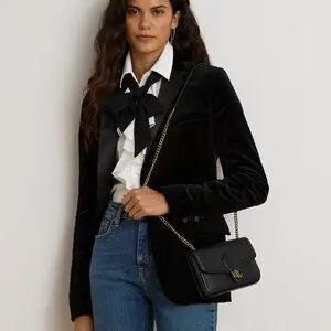 Ralph Lauren Pebbled Leather Bradley Crossbody Wallet Black