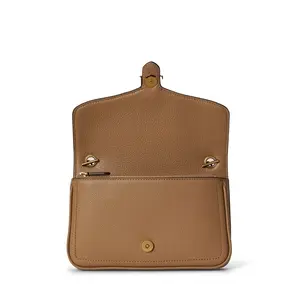 Ralph Lauren Pebbled Leather Bradley Crossbody Wallet - Camel