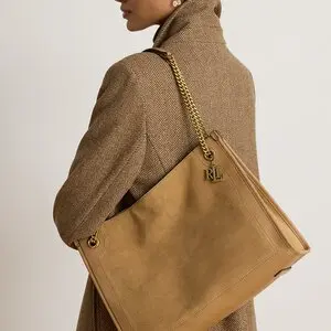 Ralph Lauren Suede & Leather Large Bradley Tote Bag