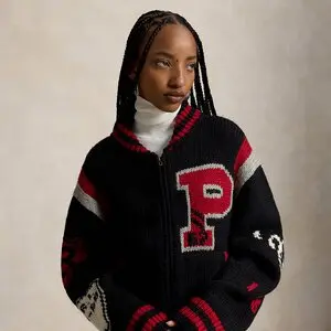 Ralph Lauren Wool-blend Letter Zip Cardigan