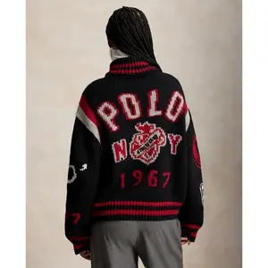 Ralph Lauren Wool-blend Letter Zip Cardigan