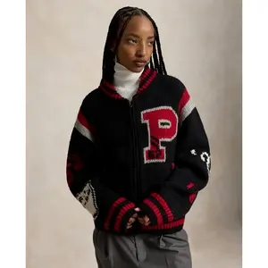 Ralph Lauren Wool-blend Letter Zip Cardigan