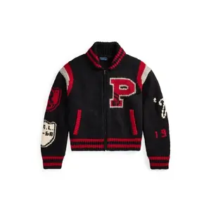 Ralph Lauren Wool-blend Letter Zip Cardigan