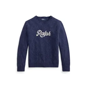 Ralph Lauren Wool Cashmere Script Logo Sweater - Navy Combo