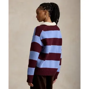 Ralph Lauren Striped Wool-blend Rugby Sweater - Wine/litch Blue