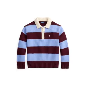 Ralph Lauren Striped Wool-blend Rugby Sweater - Wine/litch Blue