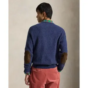 Ralph Lauren Suede-patch Wool-cashmere Sweater - Basalt Navy