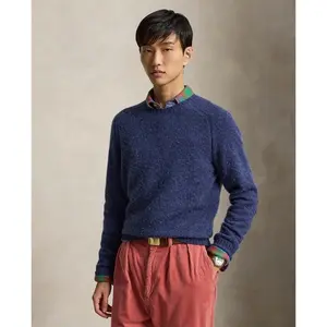 Ralph Lauren Suede-patch Wool-cashmere Sweater - Basalt Navy