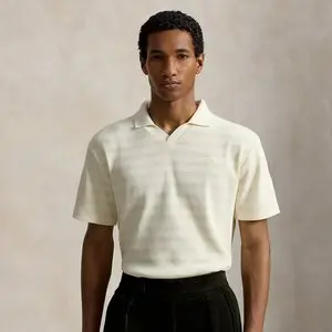 Ralph Lauren Pointelle-ribbed Polo Shirt - Pale Cream
