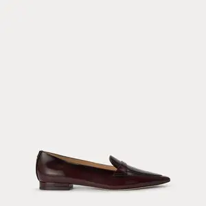 Ralph Lauren Audri Glazed Leather Loafer - Dark Garnet
