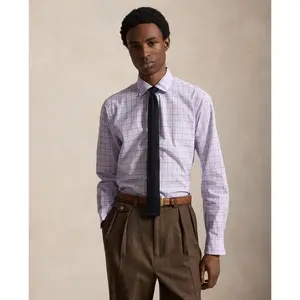 Ralph Lauren Classic Fit Checked Poplin Shirt - White Powder