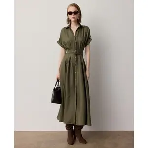 Ralph Lauren Donatella Silk Twill Day Dress