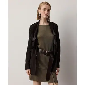 Ralph Lauren Heddie Ruffle-trim Lamb-suede Jacket
